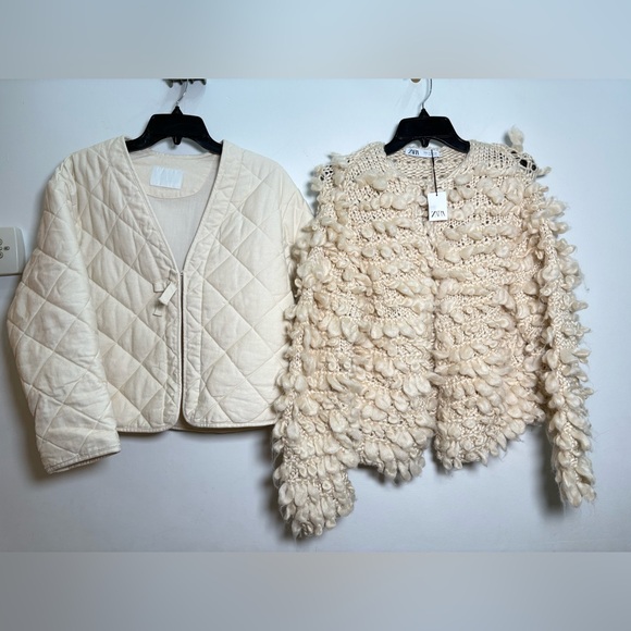 Zara | Jackets & Coats | Zara Bundle Lightweight Cream Quilted And ...